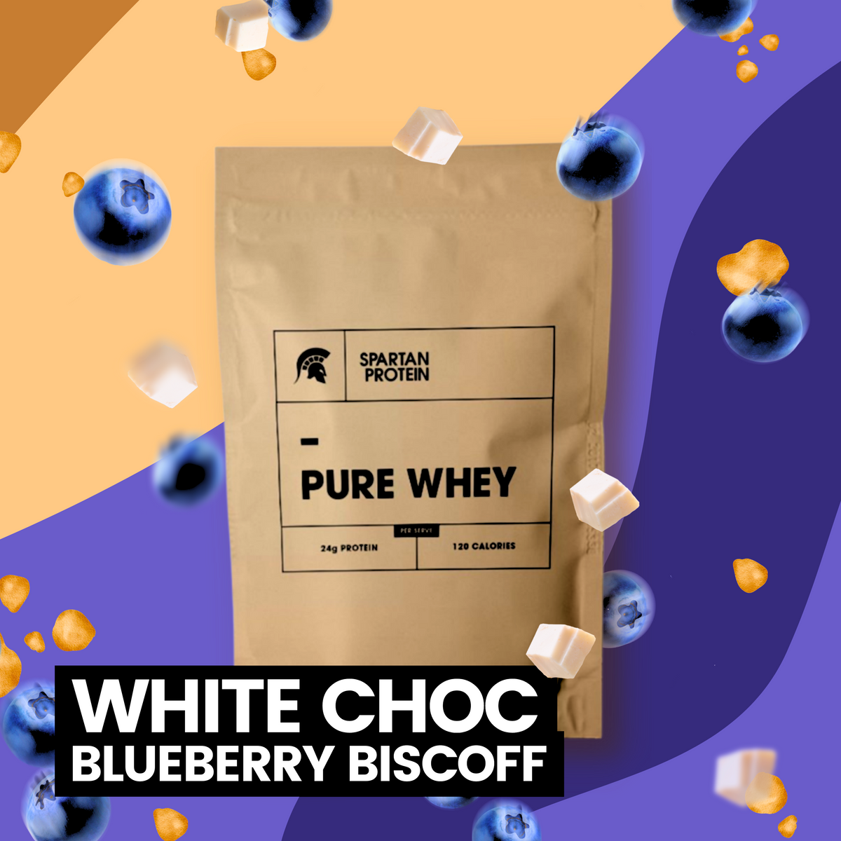 White Choc, Blueberry + Biscoff Pure Whey – Spartan Protein